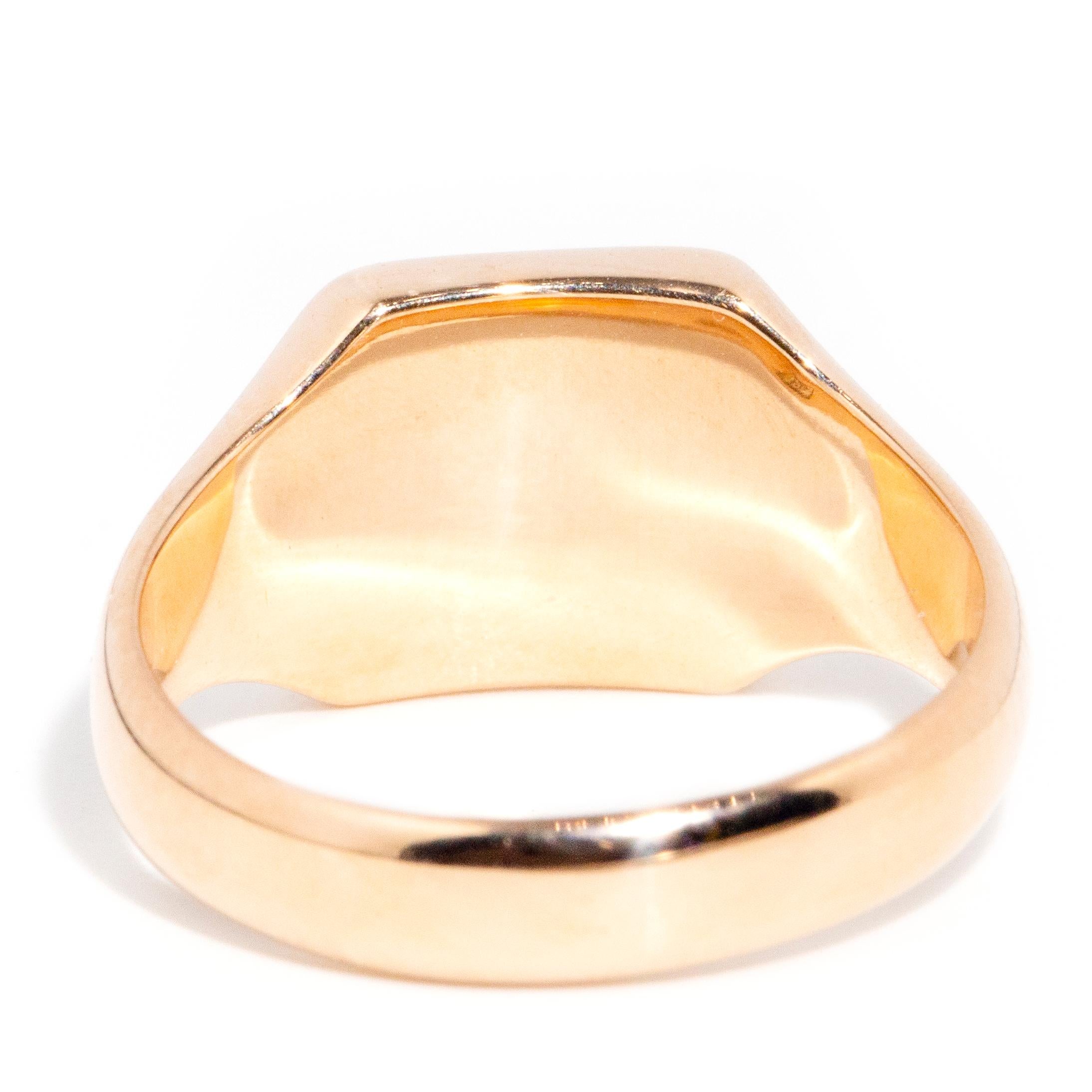 Vintage circa 1960s 18 Carat Rose Gold Letter "M" Cushion Shaped Signet ...