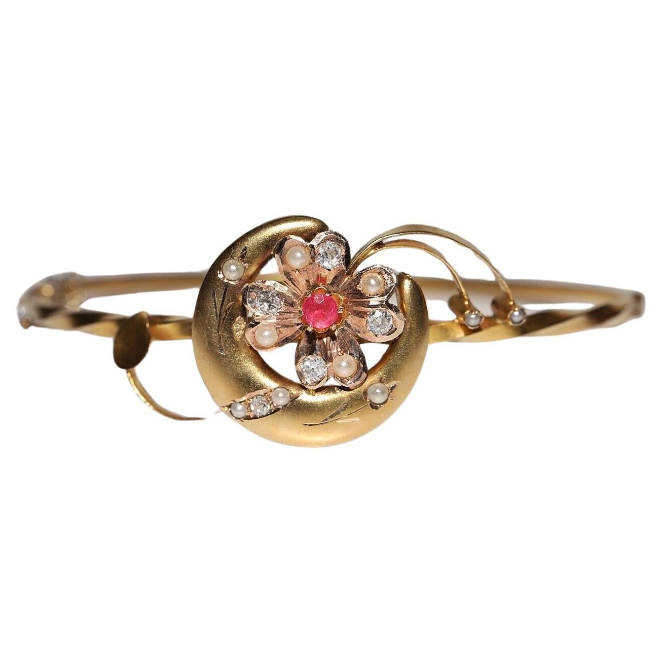 Vintage Circa 1960s 18k Gold Natural Old Cut Diamond And Ruby Emerald ...