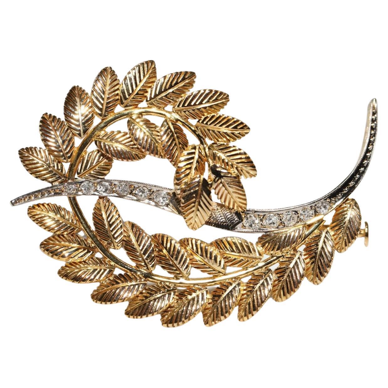 Tiffany and Co. Emerald and Diamond Leaf Brooch in 18 Karat, circa ...