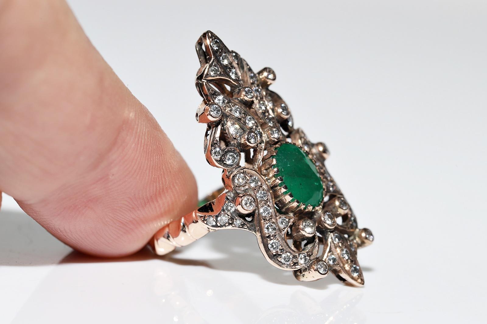 Vintage Circa 1960s 8k Gold Natural Diamond And Emerald Decorated ...