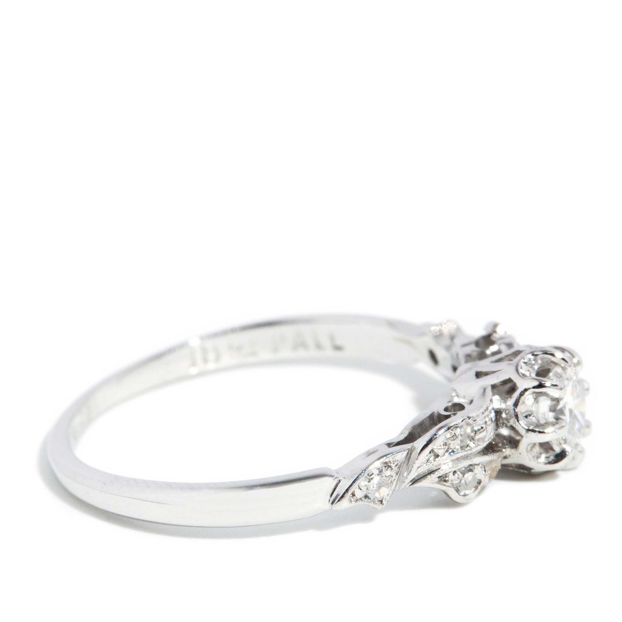 Vintage Circa 1960s Diamond Engagement Ring 18 Carat White Gold For ...