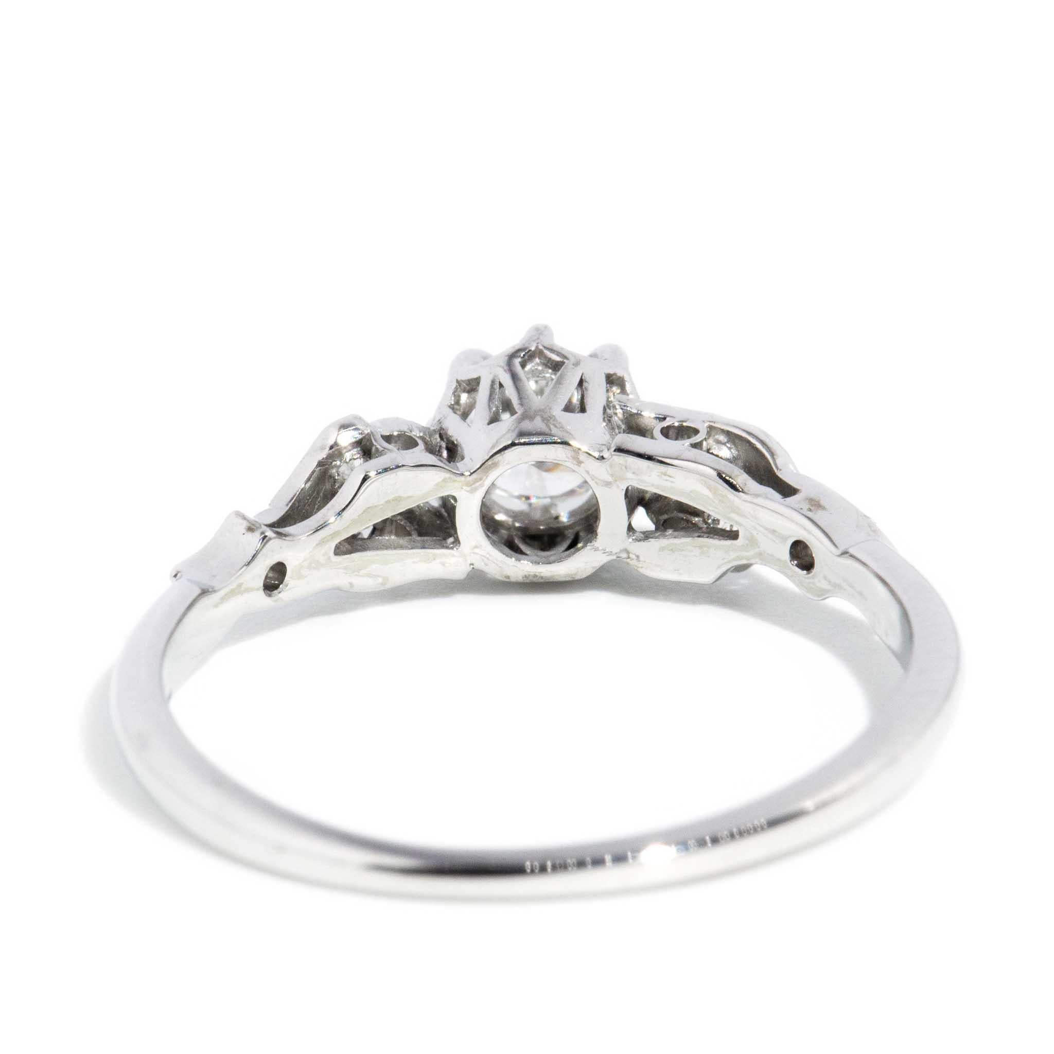 Vintage Circa 1960s Diamond Engagement Ring 18 Carat White Gold For ...