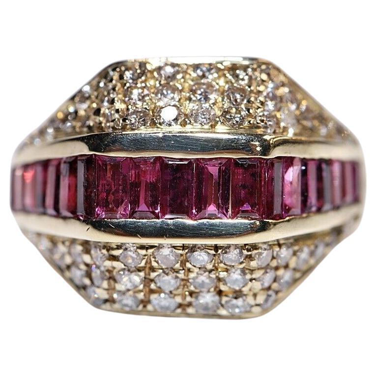 Vintage Circa 1970s 14k Gold Natural Diamond And Ruby Decorated ...