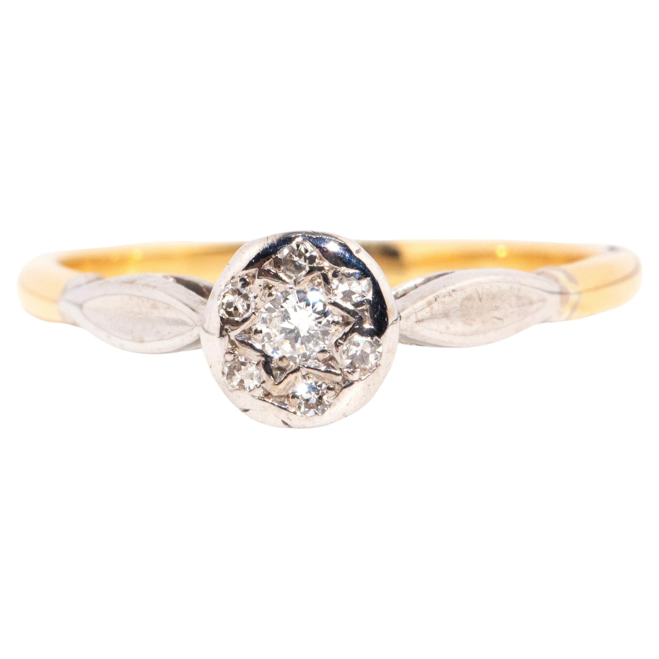 Vintage 1970s 18 Carat Yellow and White Gold Diamond Brilliant and ...