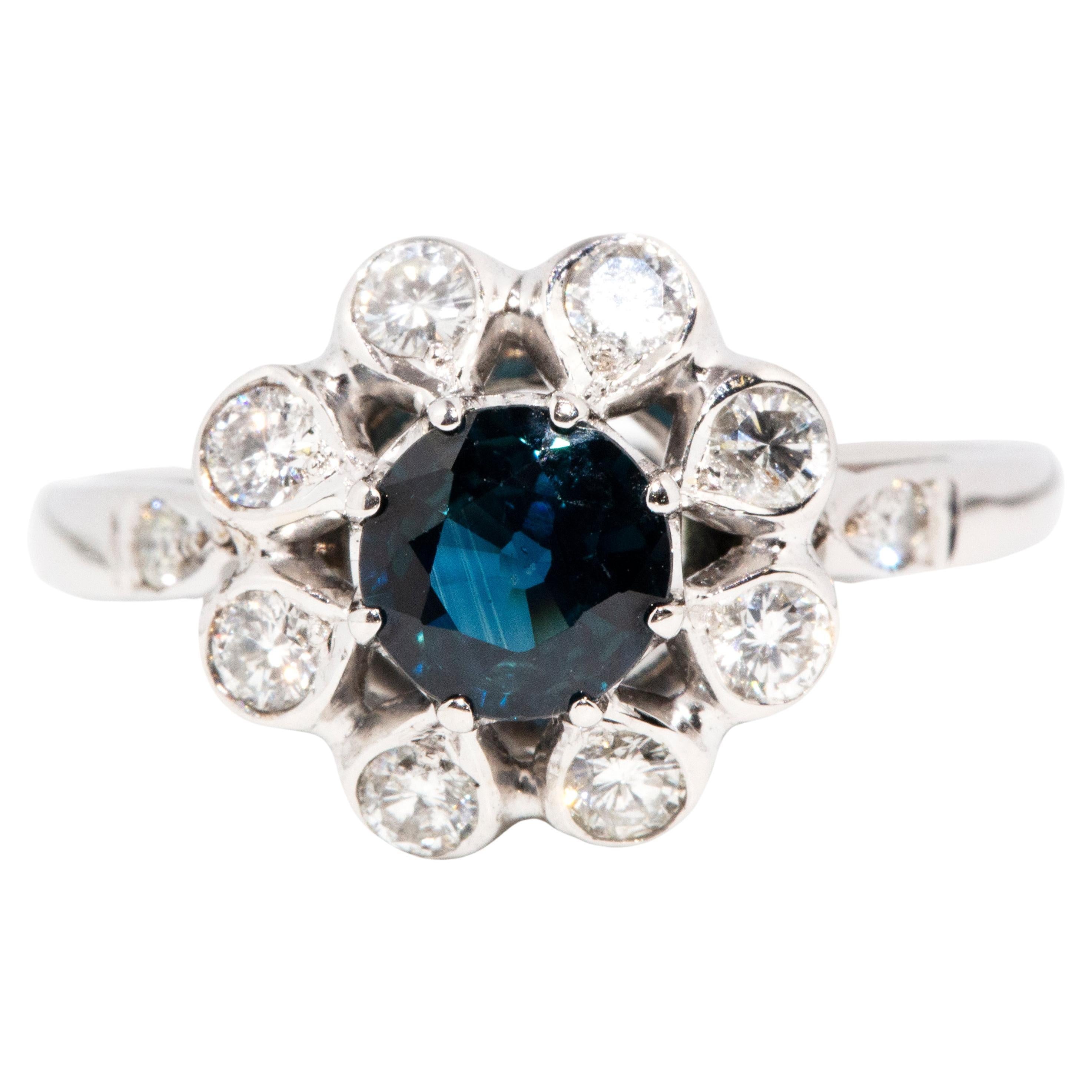 Vintage circa 1970s Australian Round Sapphire Dome Ring 9 Carat Yellow ...