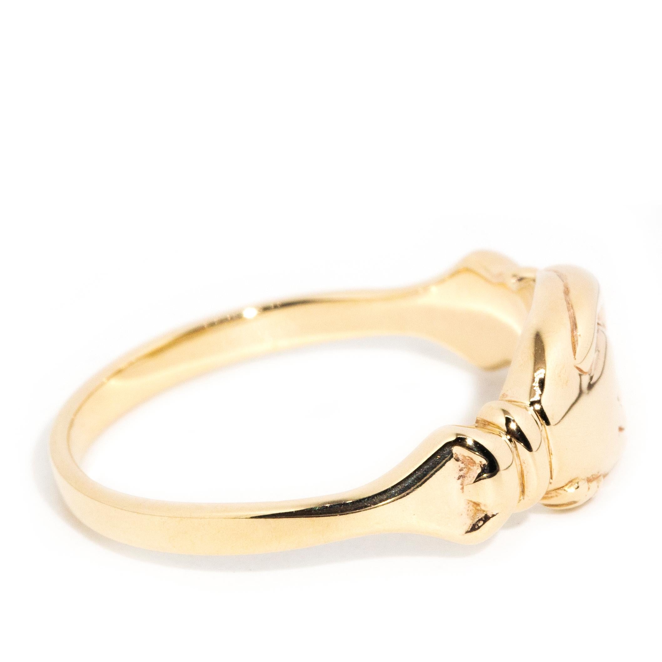 Vintage circa 1970s Clasping Hands 9 Carat Yellow Gold Loyalty and ...