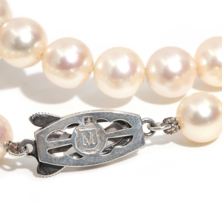 Vintage circa 1970s Mikimoto Cultured off White Akoya Pearl Strand Necklace at 1stDibs