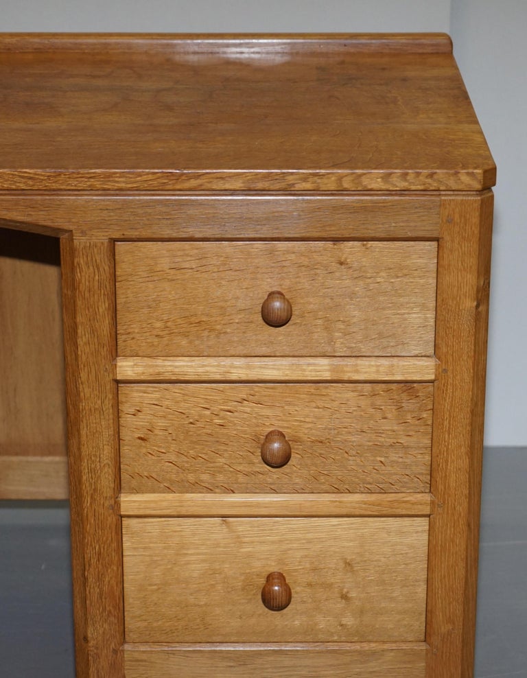Vintage circa 1970s Robert Thompson Mouseman Oak Kneehole Desk Dressing ...