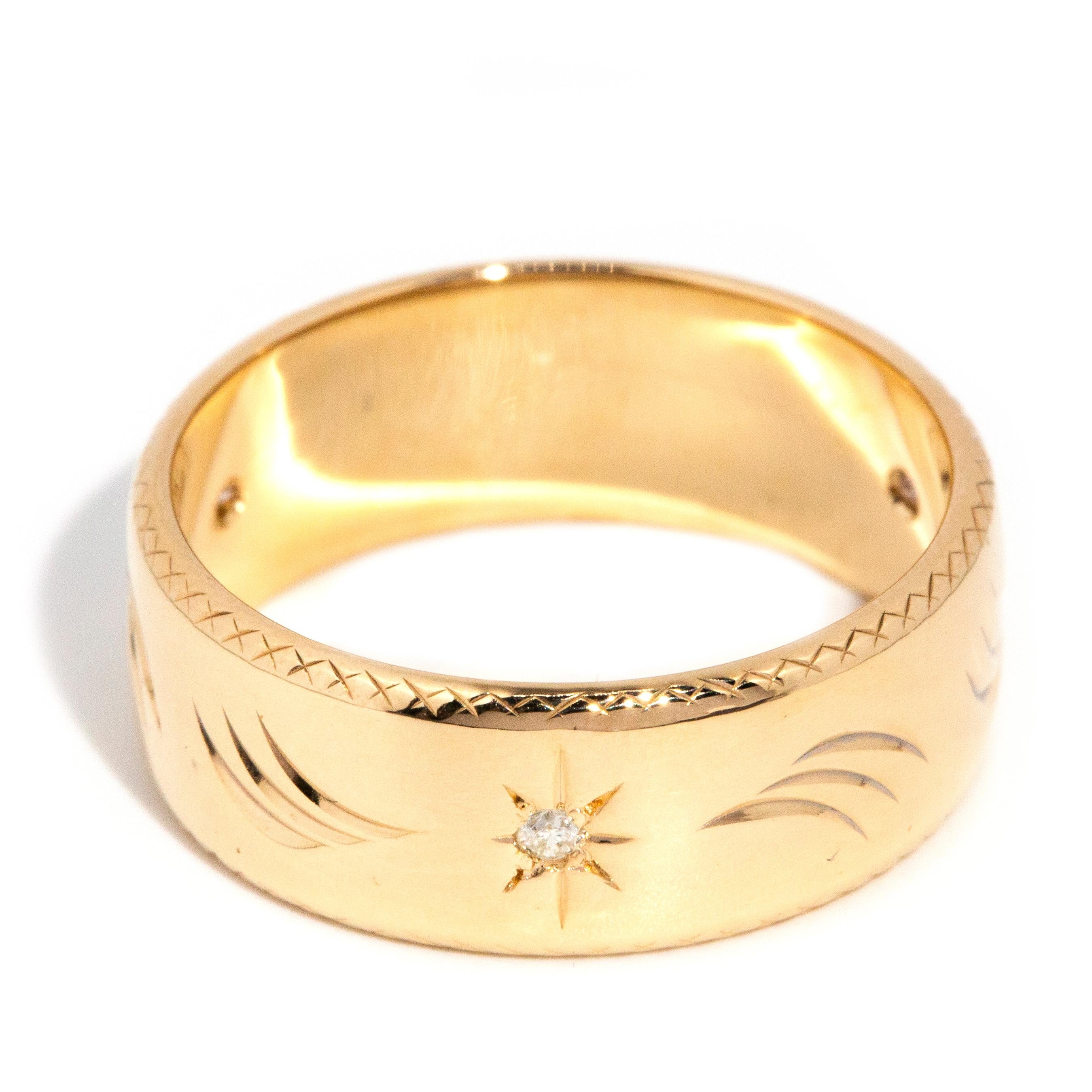 Vintage Circa 1970s Star Set Brilliant Cut Diamond 9 Carat Yellow Gold ...