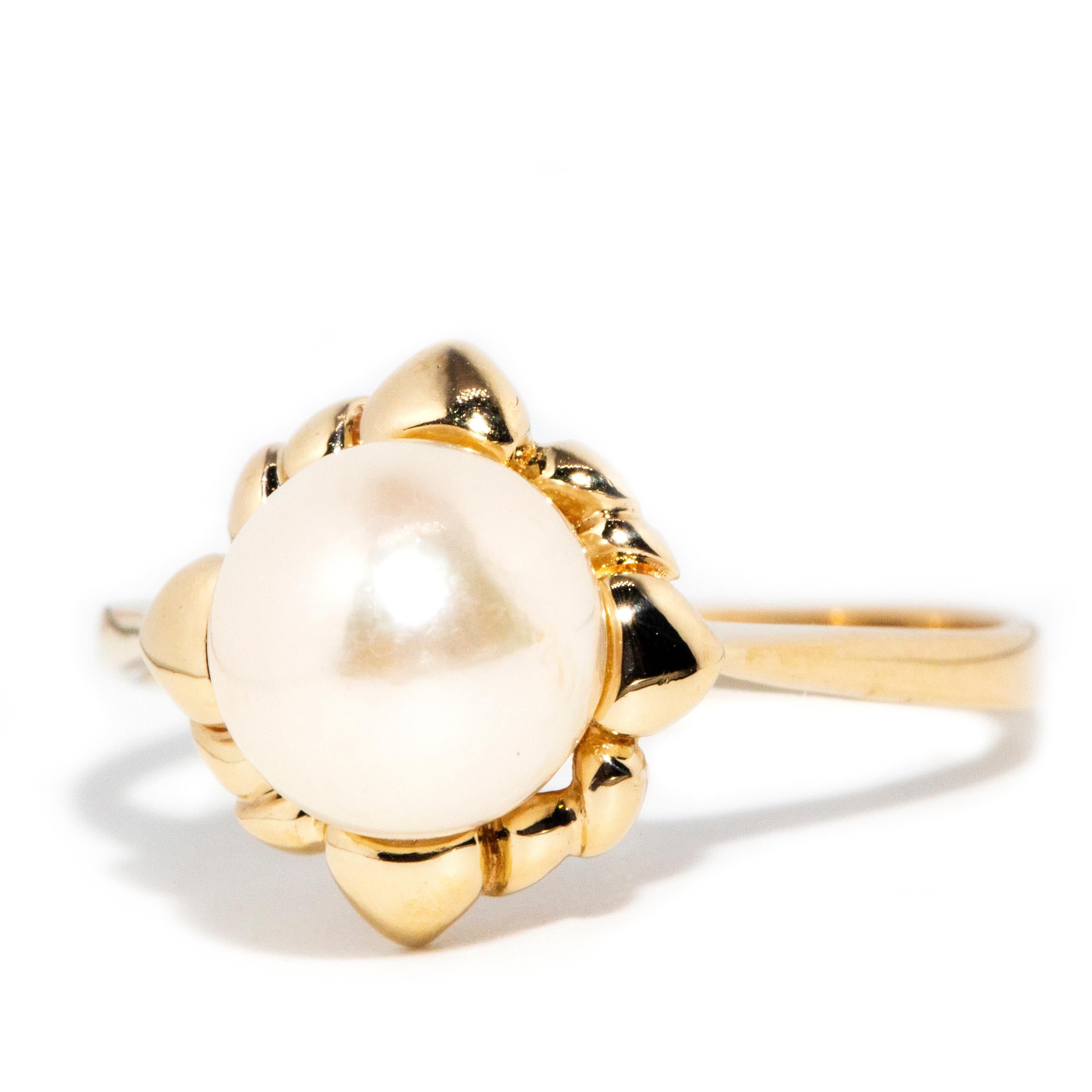 Vintage circa 1980s 14 Carat Yellow Gold White Leaf Set Cultured Pearl ...