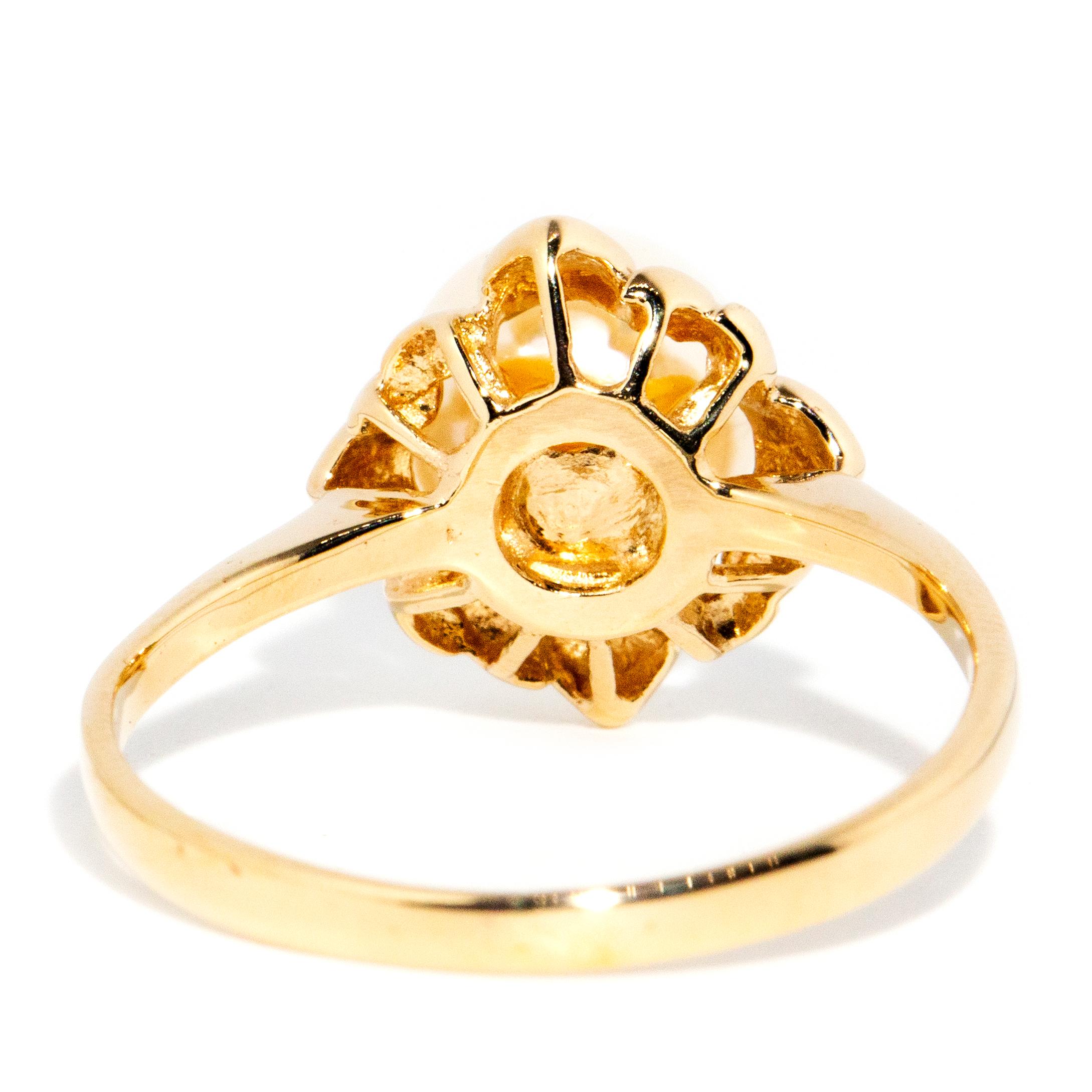 Vintage circa 1980s 14 Carat Yellow Gold White Leaf Set Cultured Pearl ...