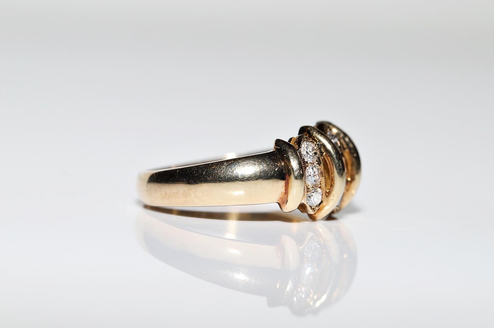 Vintage Circa 1980s 14k Gold Natural Diamond Decorated Pretty Ring For ...
