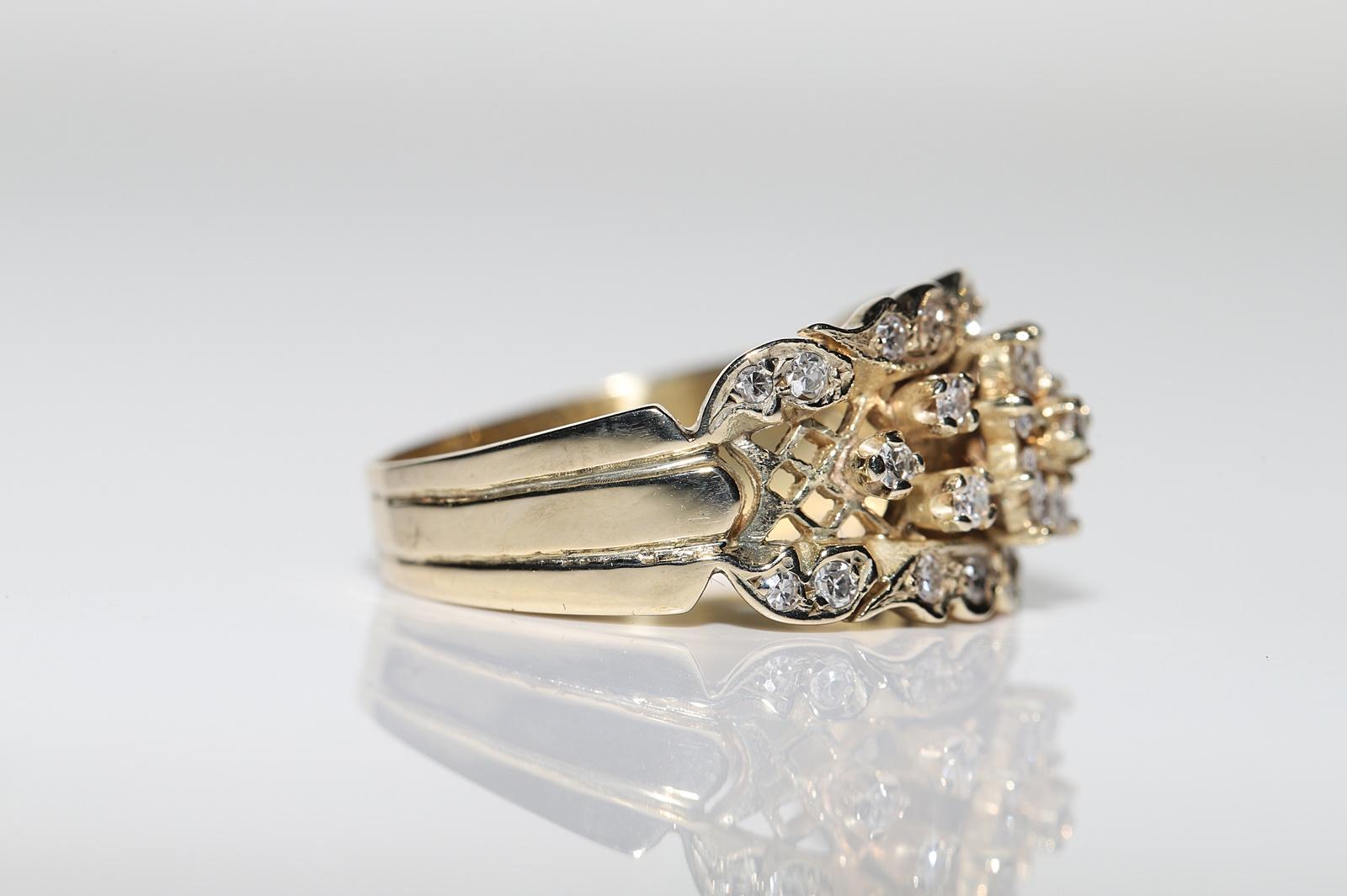 Vintage Circa 1980s 14k Gold Natural Diamond Decorated Pretty Ring For ...