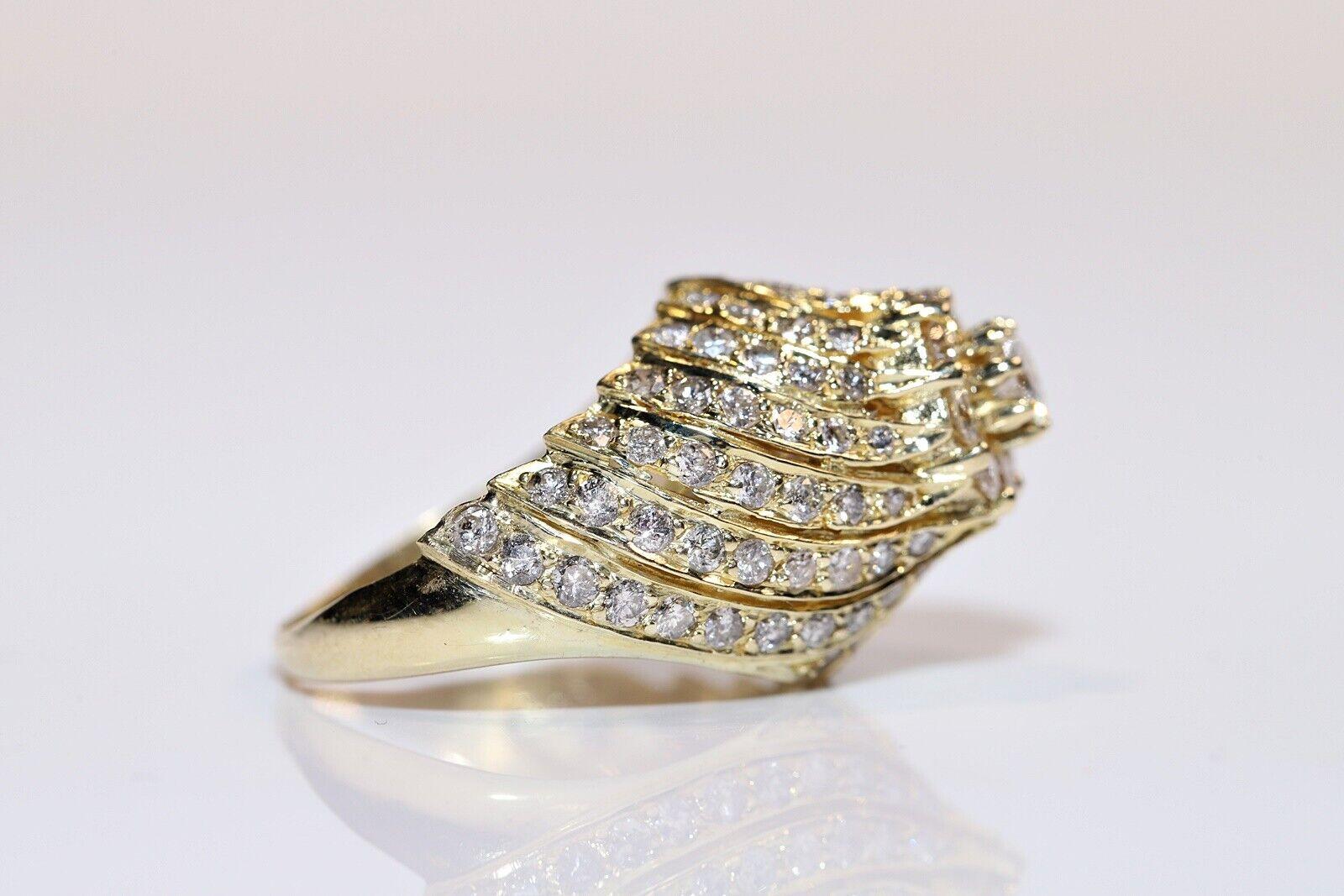 Vintage Circa 1980s 14k Gold Natural Diamond Decorated Pretty Ring For ...