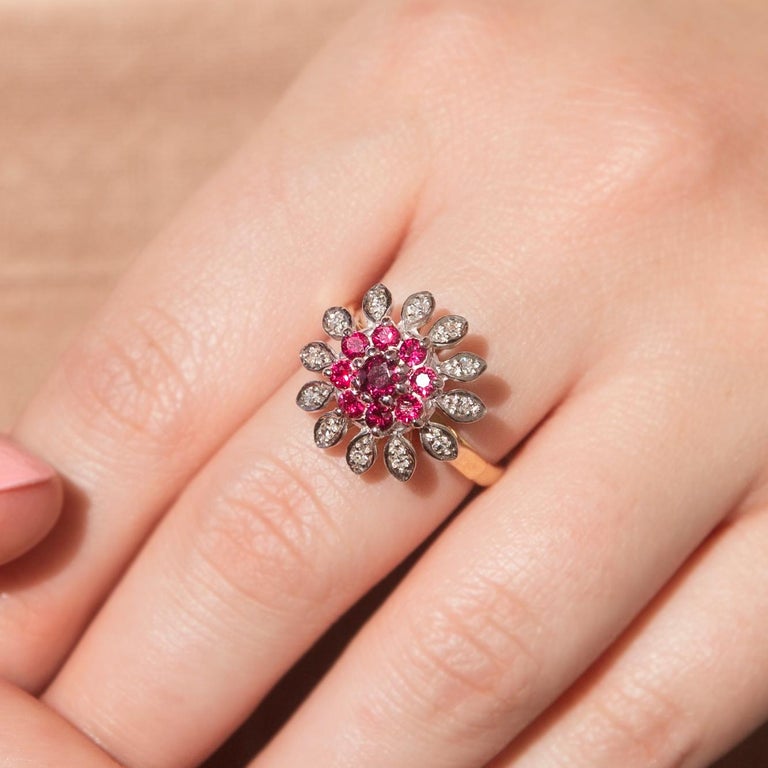 Vintage Circa 1980s 18 Carat Yellow and White Gold Diamond and Ruby ...