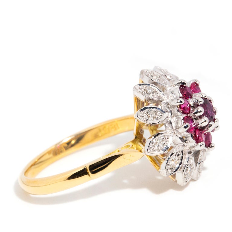 Vintage Circa 1980s 18 Carat Yellow and White Gold Diamond and Ruby ...