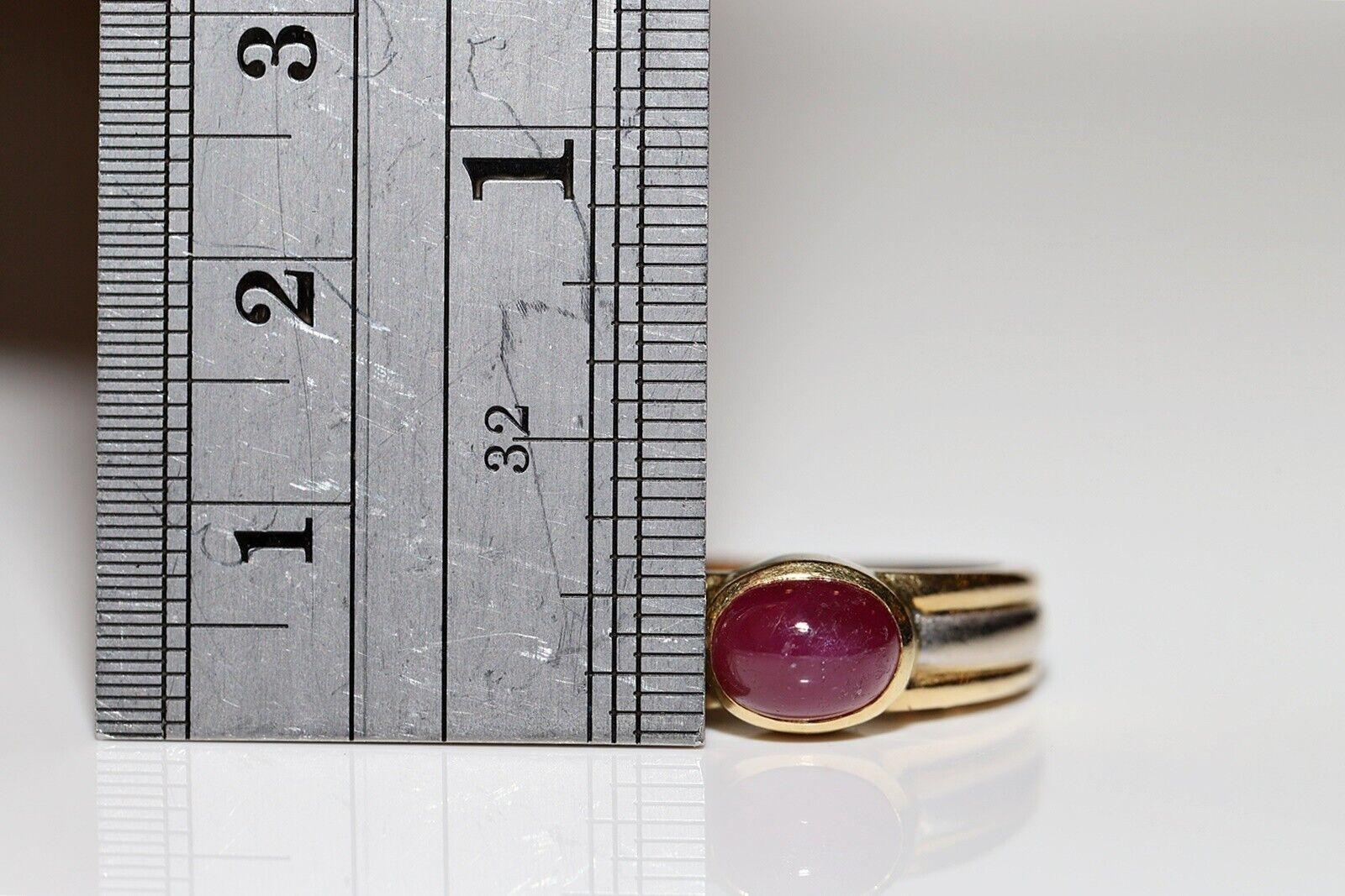 Vintage Circa 1980s 18k Gold Natural Cabochon Cut Ruby Decorated Ring ...