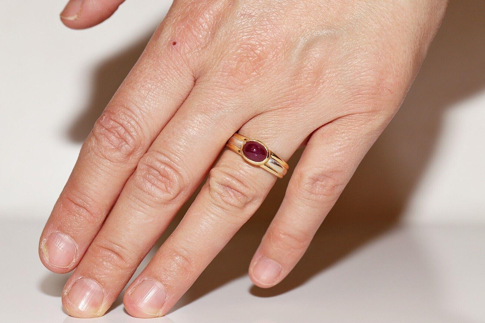 Vintage Circa 1980s 18k Gold Natural Cabochon Cut Ruby Decorated Ring ...