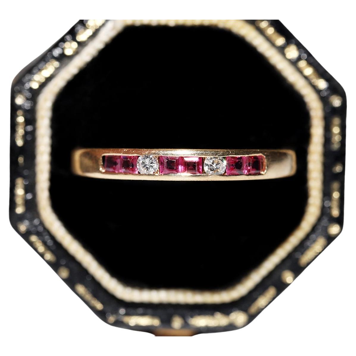 Vintage Circa 1980s 18k Gold Natural Princess Cut Diamond And Ruby Ring ...
