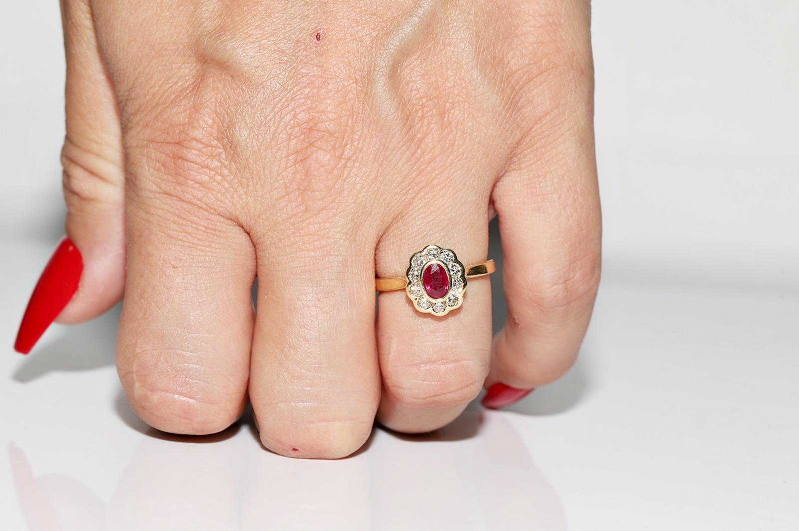 Vintage Circa 1980s 18k Gold Natural Diamond And Ruby Decorated Ring ...