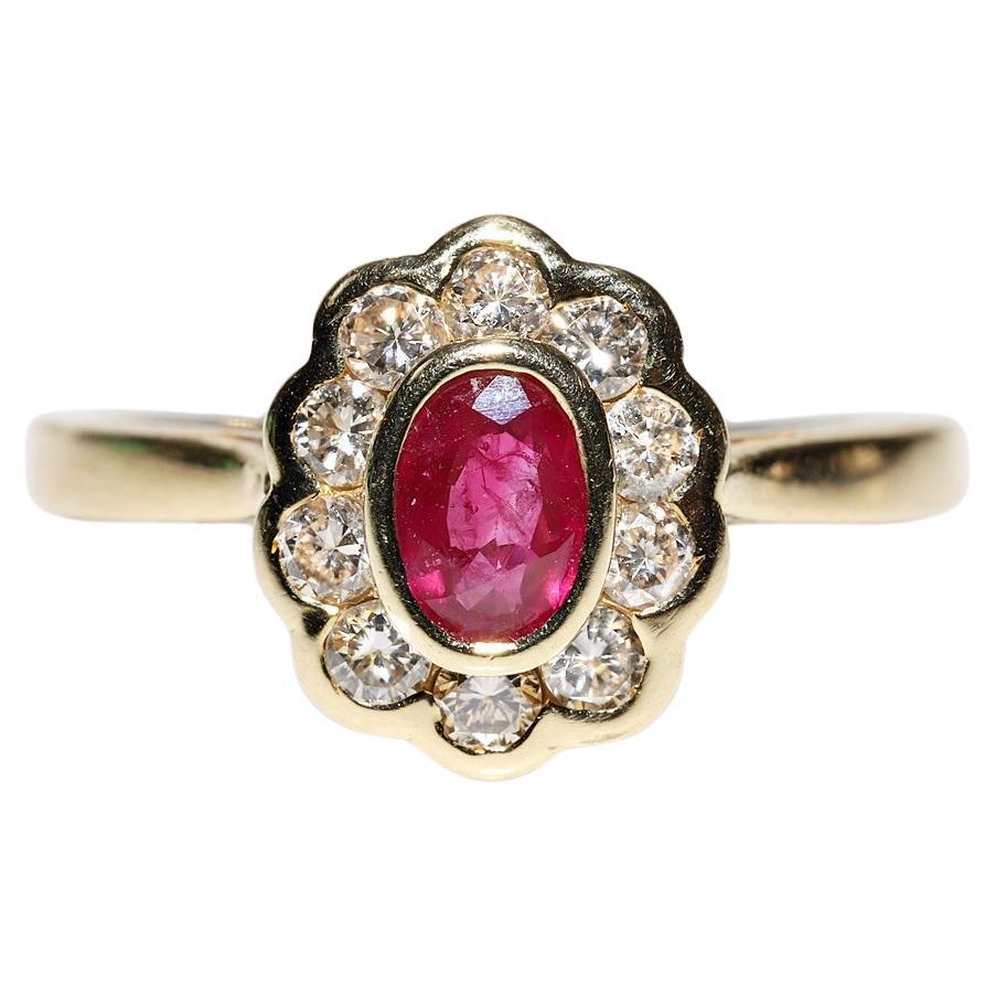 Vintage Circa 1980s 18k Gold Natural Diamond And Ruby Decorated Ring ...