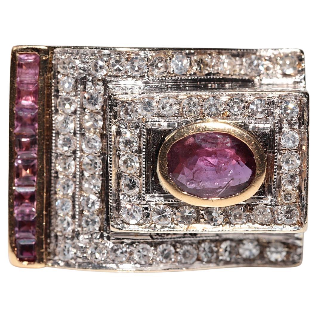 Vintage Circa 1980s 18k Gold Natural Diamond And Ruby Tourmaline Tank ...