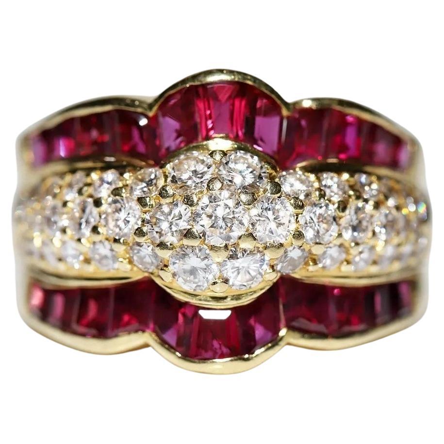 Vintage Circa 1980s 18k Gold Natural Diamond Caliber Ruby Decorated ...