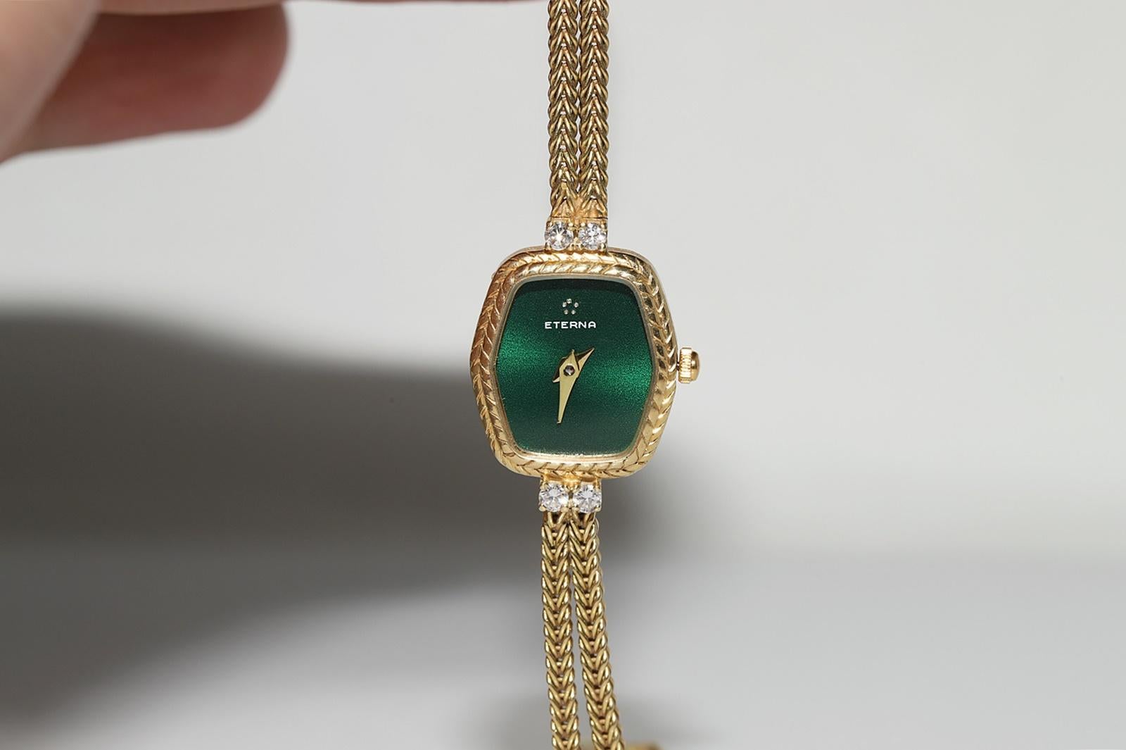 Vintage Circa 1980s 18k Gold Natural Diamond Eterna Brand Wrist Watches ...