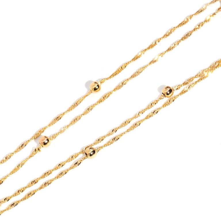 Vintage circa 1980s 9ct Yellow Gold Shield Padlock Pendant and Twisted Bead Chain For Sale at ...