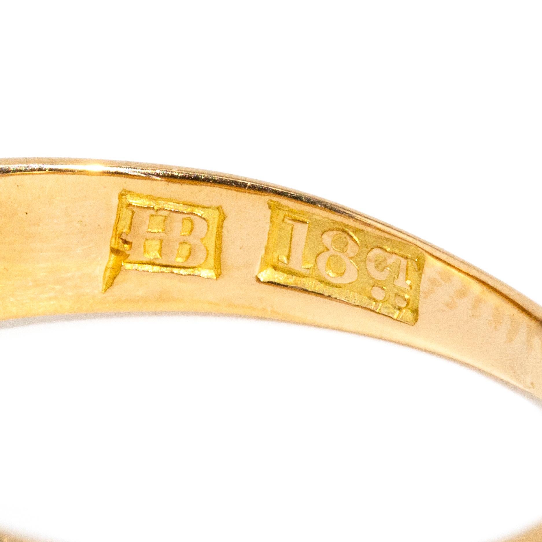 Vintage Circa 1980s Hammer Set Diamond Dome Ring 18 Carat Yellow Gold ...