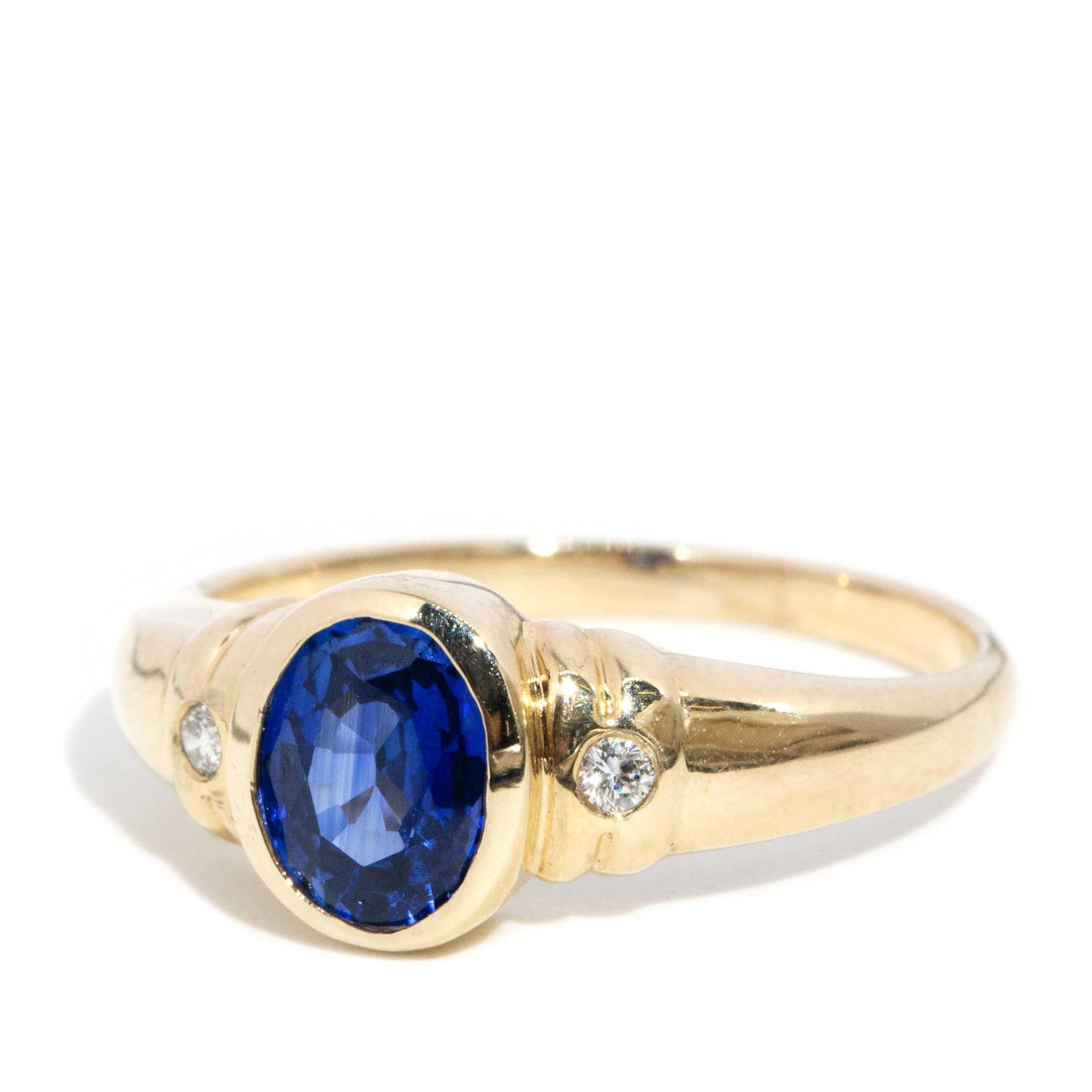 Vintage Circa 1990s 1.00 Carat Sapphire and Diamond Ring 9 Carat Gold ... Vintage Circa 1990s 1.00 Carat Sapphire and Diamond Ring 9 Carat Gold ...