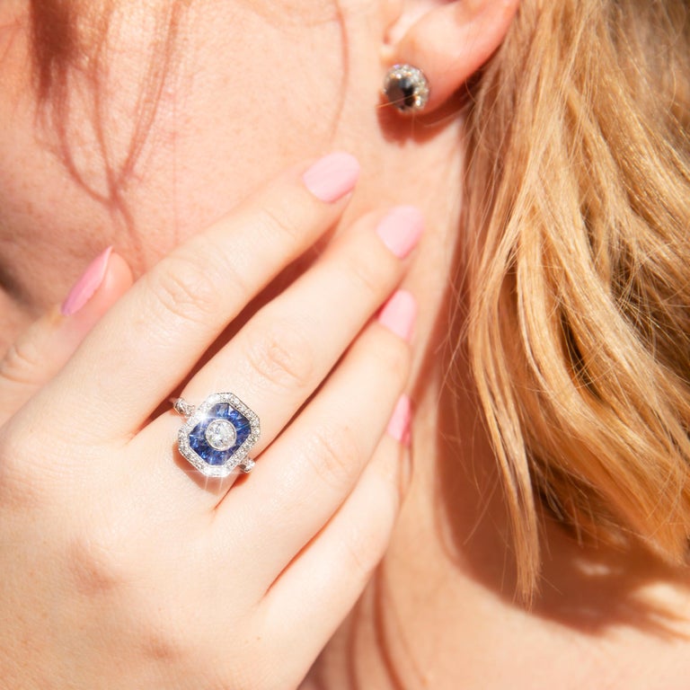 Vintage Circa 1990s 14 Carat White Gold Black Diamond Halo Stud Style ...