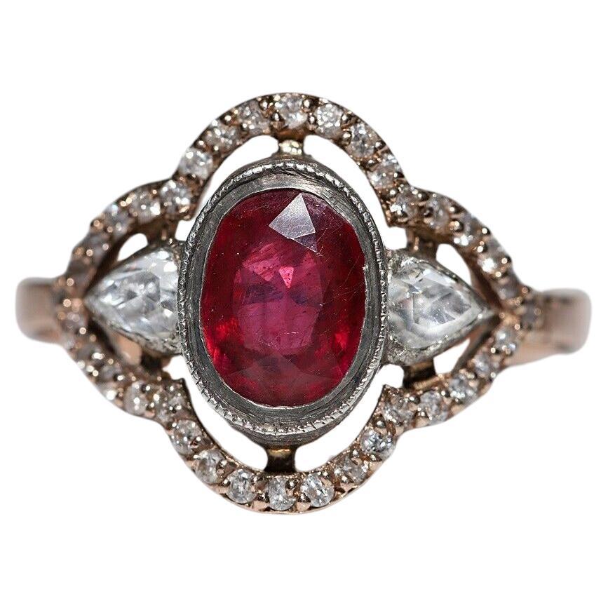 Vintage Circa 1990s 14k Gold Natural Diamond And Oval Ruby Decorated ...
