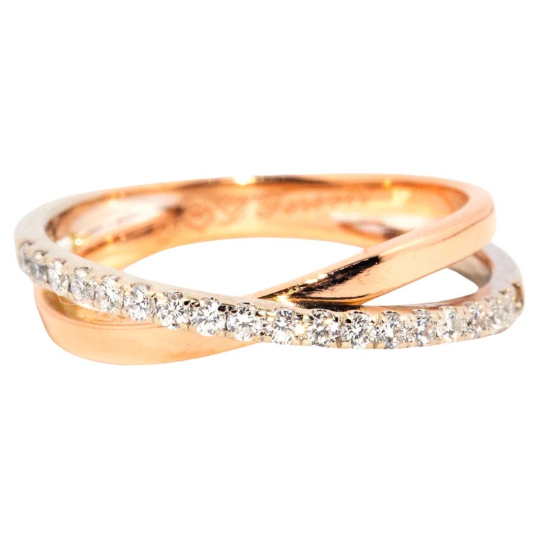 Vintage circa 1990s 18 Carat Rose and White Gold Diamond Double ...