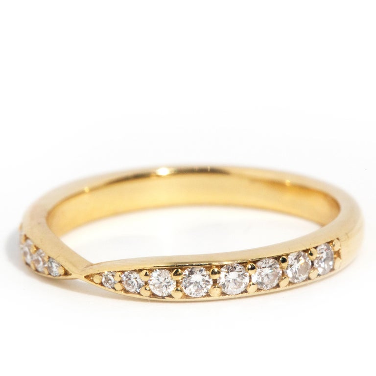 Vintage circa 1990s 18 Carat Yellow Gold Grain Set Diamond Tapered Band ...