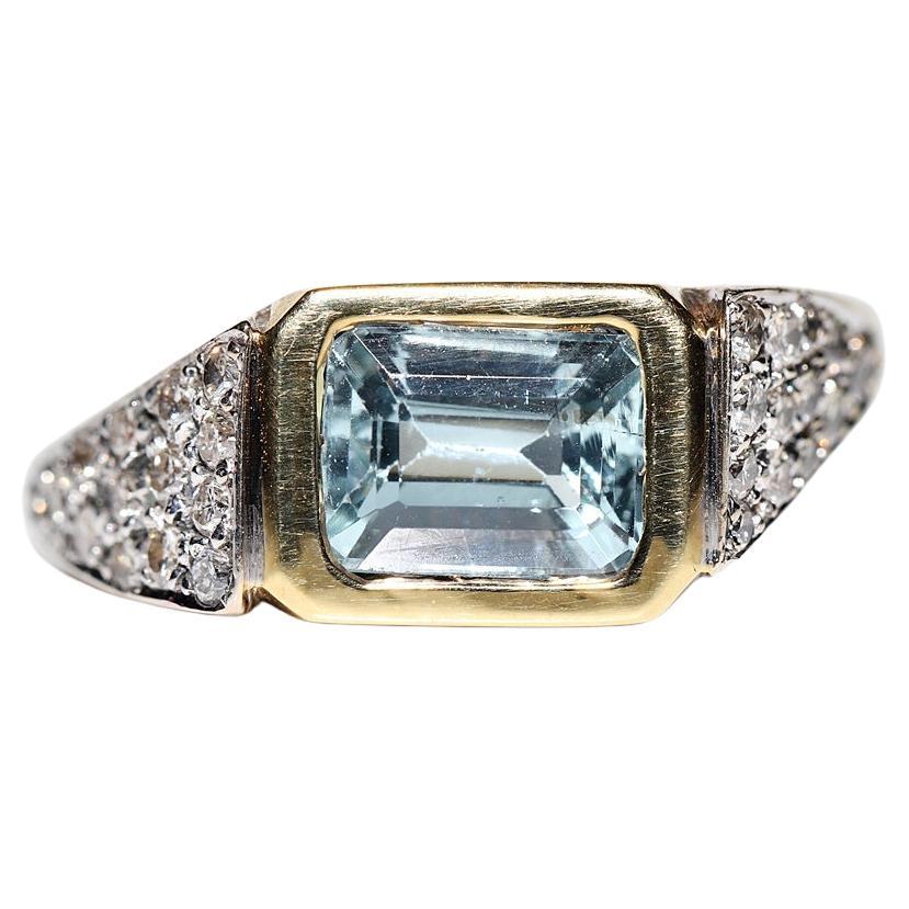 Vintage Circa 1990s 18k Gold Natural Diamond And Aqua Marine Decorated ...