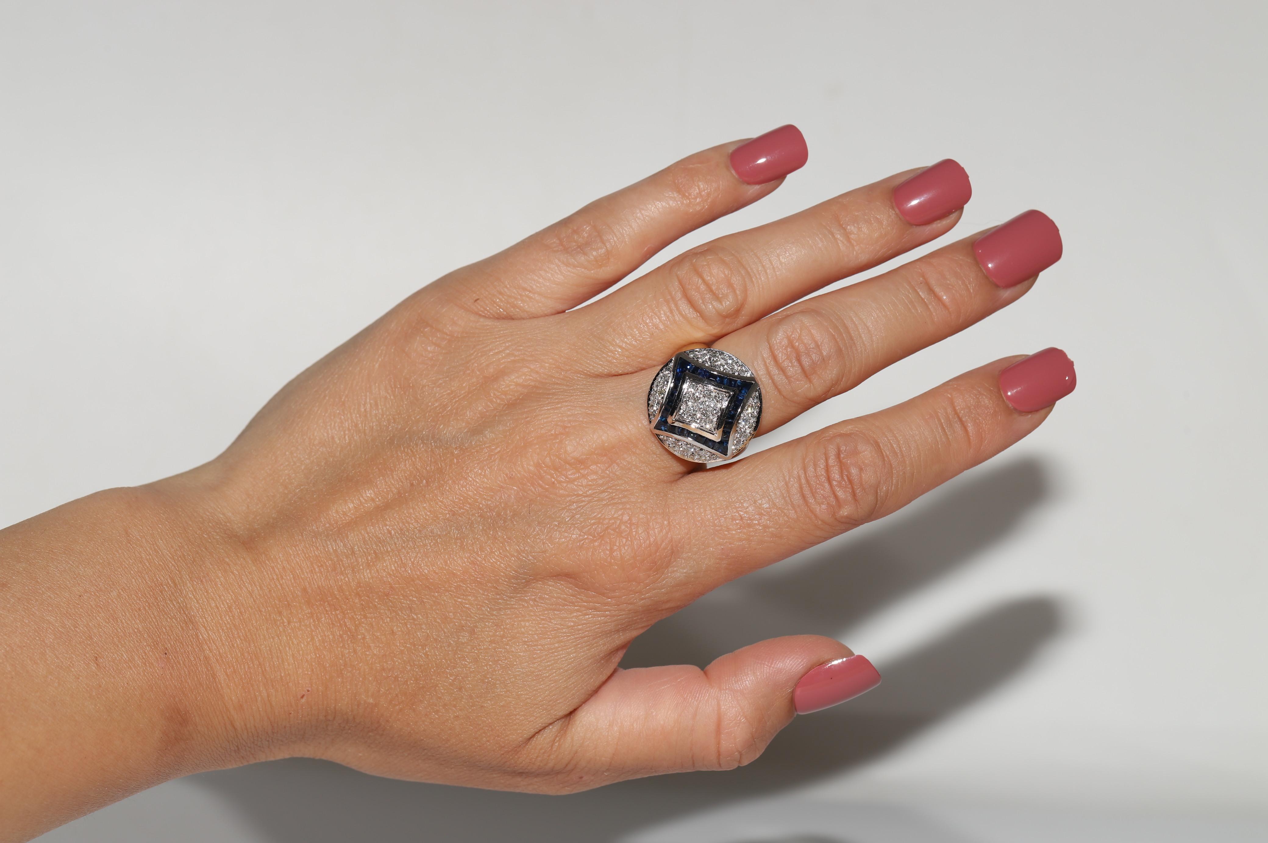 Vintage Circa 1990s 18k Gold Natural Diamond And Caliber Sapphire Tank ...