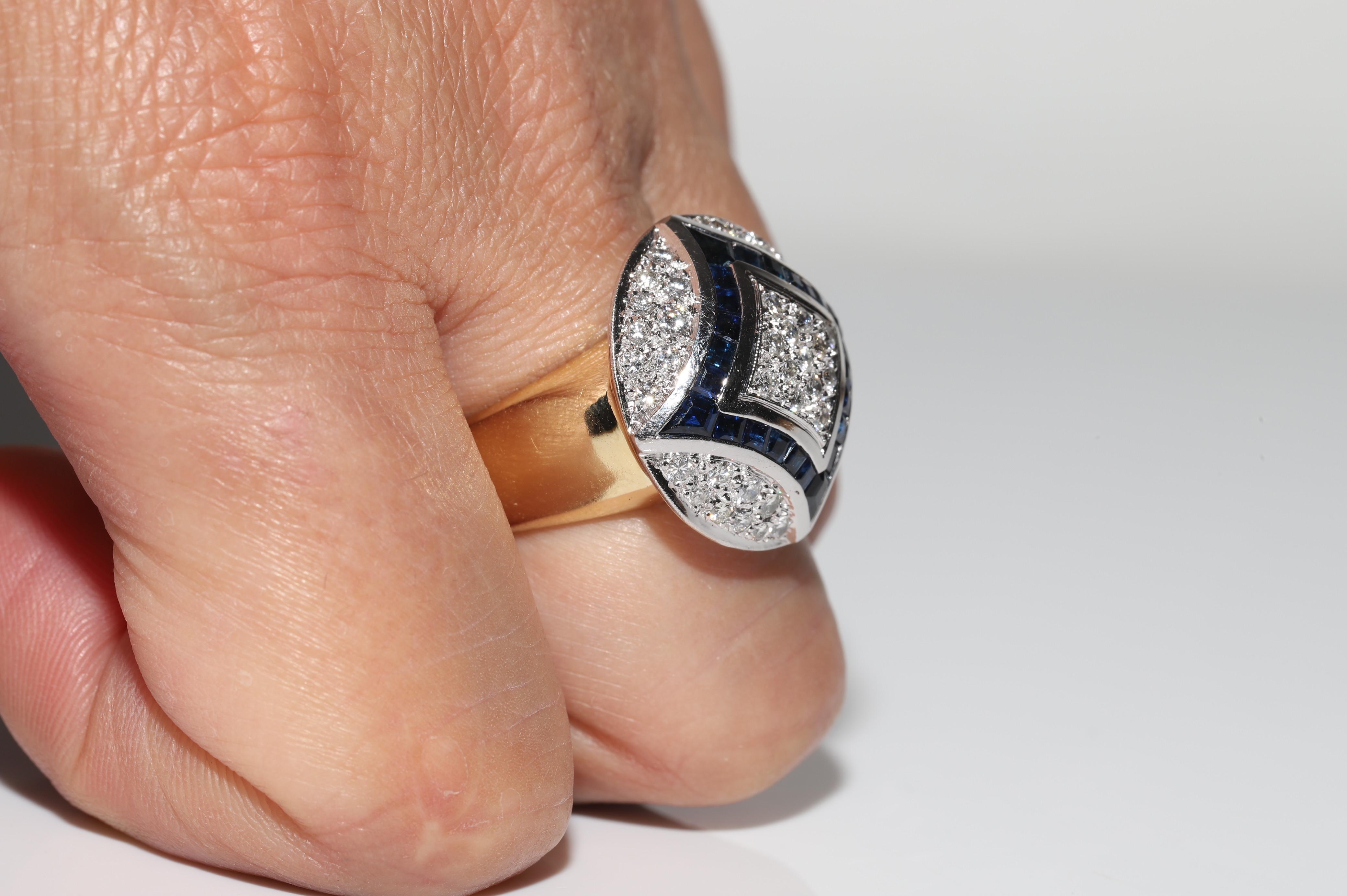 Vintage Circa 1990s 18k Gold Natural Diamond And Caliber Sapphire Tank ...