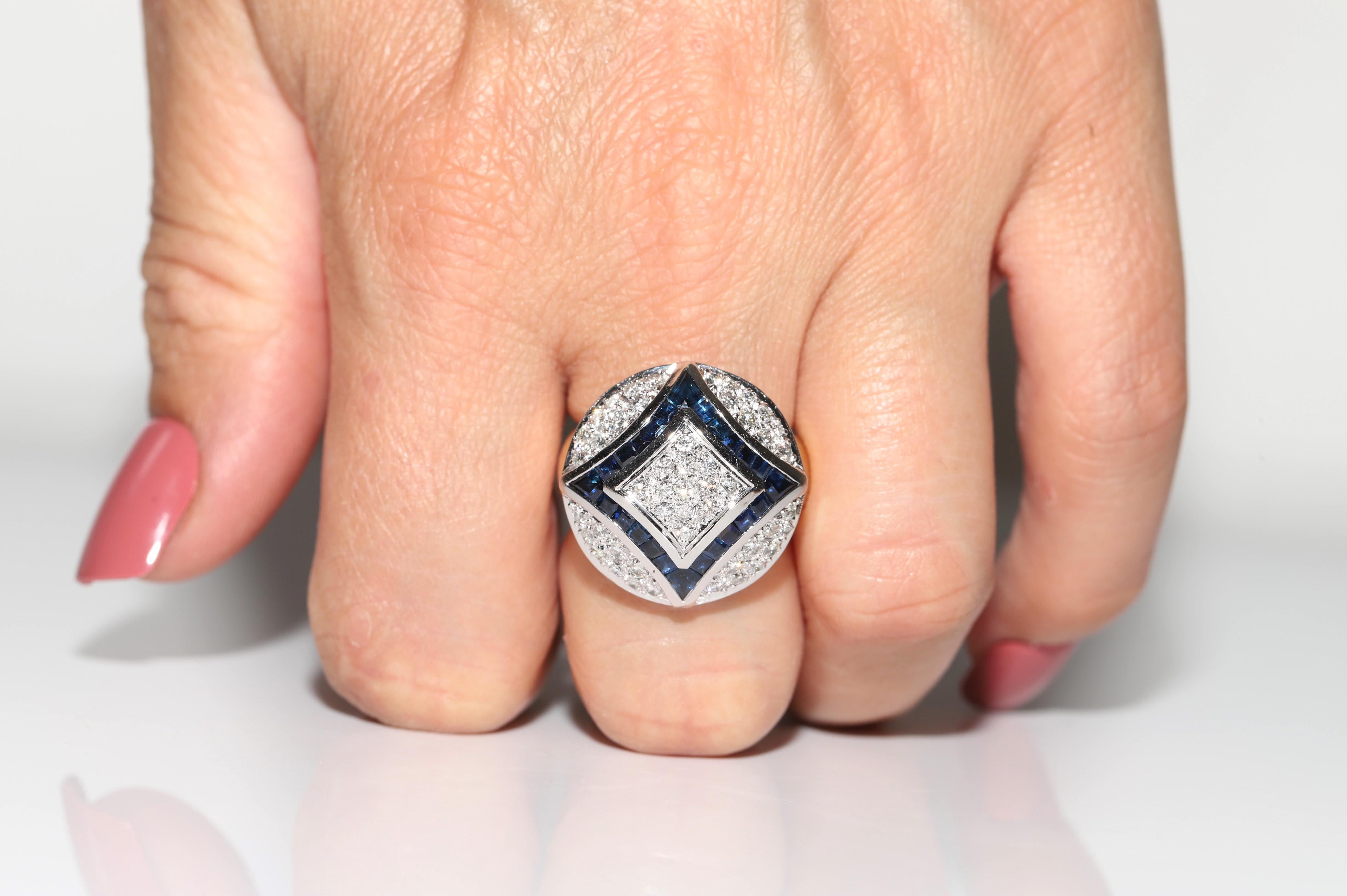 Vintage Circa 1990s 18k Gold Natural Diamond And Caliber Sapphire Tank ...