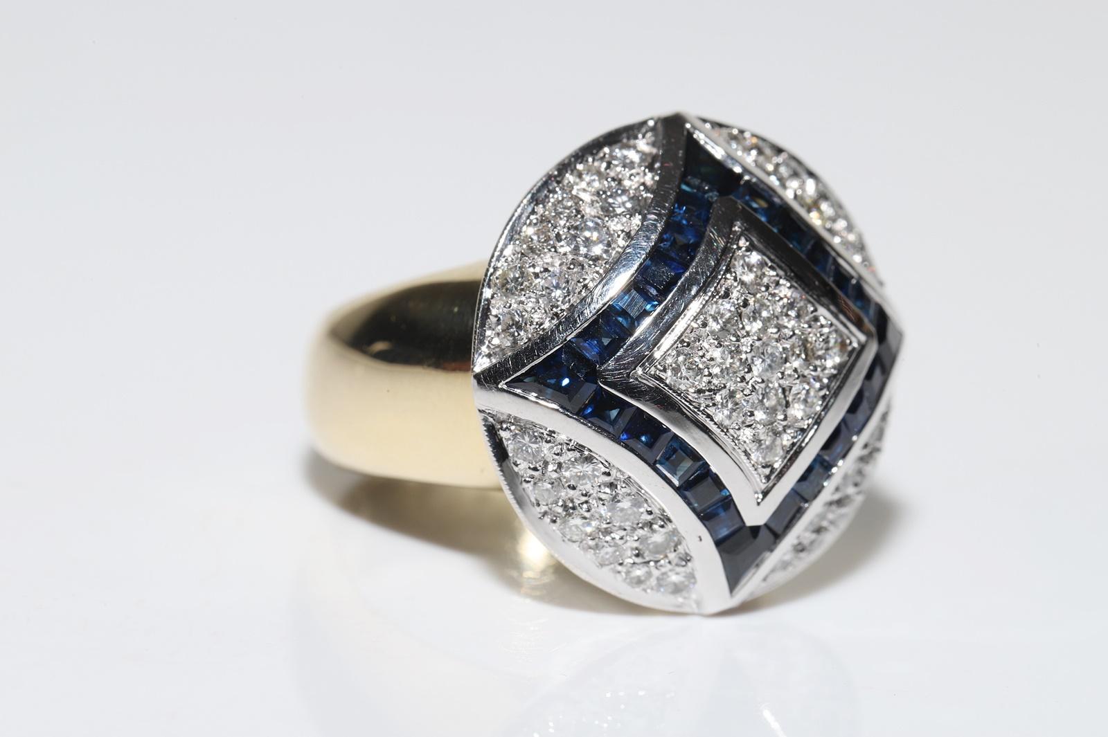 Vintage Circa 1990s 18k Gold Natural Diamond And Caliber Sapphire Tank ...