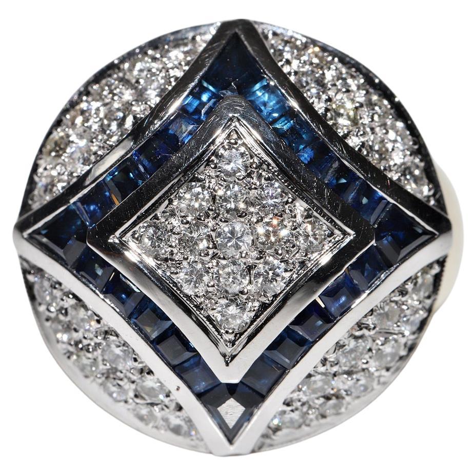 Vintage Circa 1990s 18k Gold Natural Diamond And Caliber Sapphire Tank ...