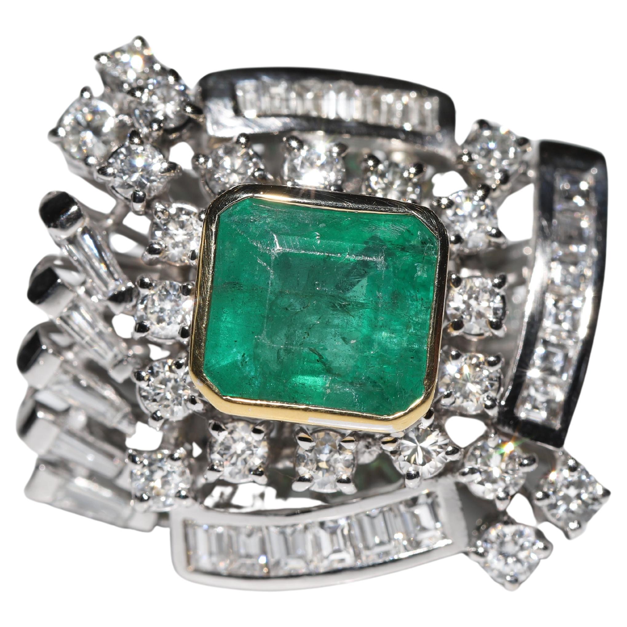 Vintage Circa 1990s 8k Gold Natural Diamond And Cabochon Emerald Ring ...