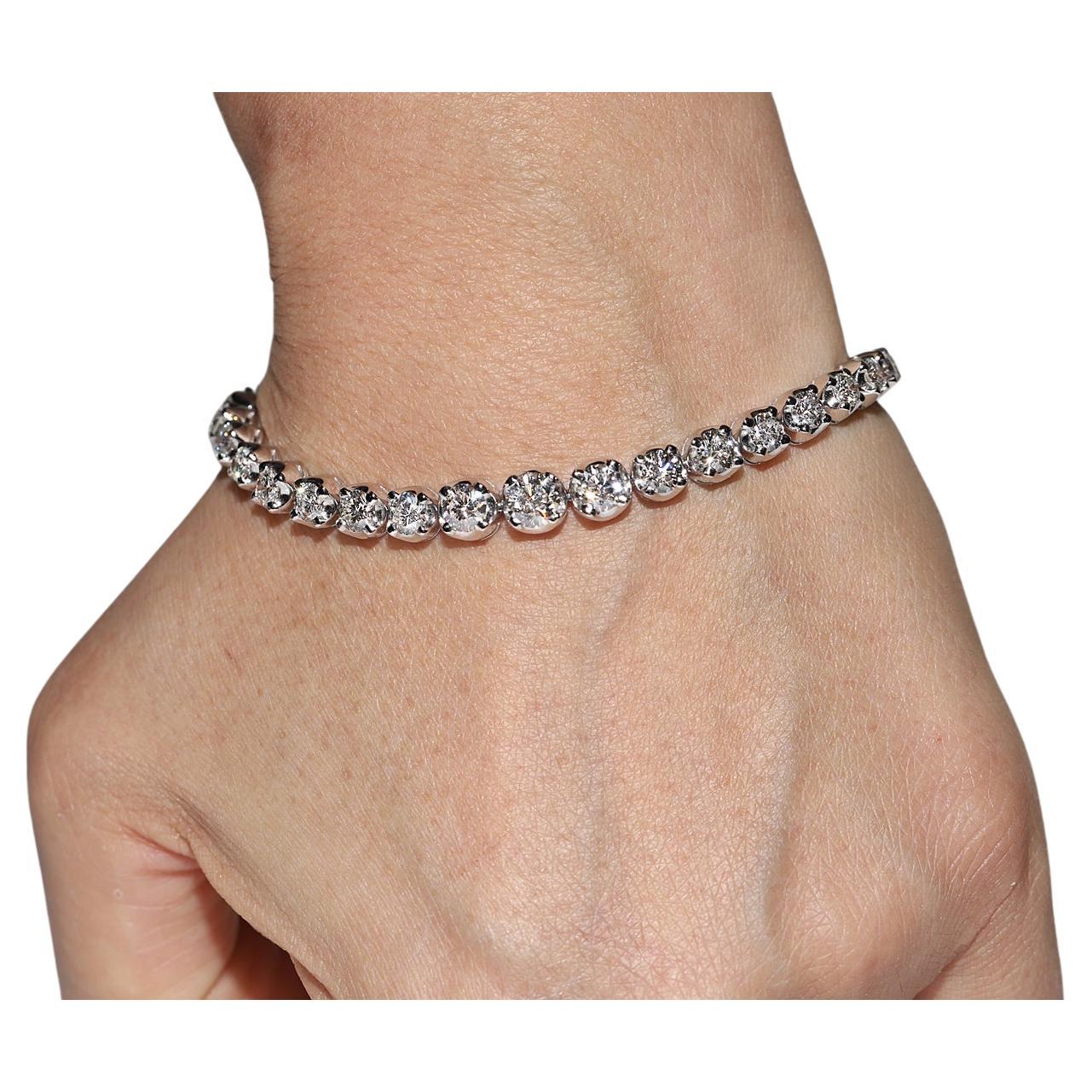 Vintage Circa 1990s 18k Gold Natural Diamond Decorated Amazing Tennis ...