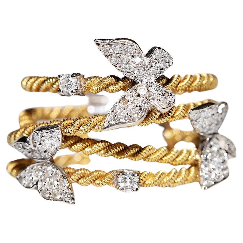 Vintage Circa 1990s 18k Gold Natural Diamond Decorated Ring For Sale at ...