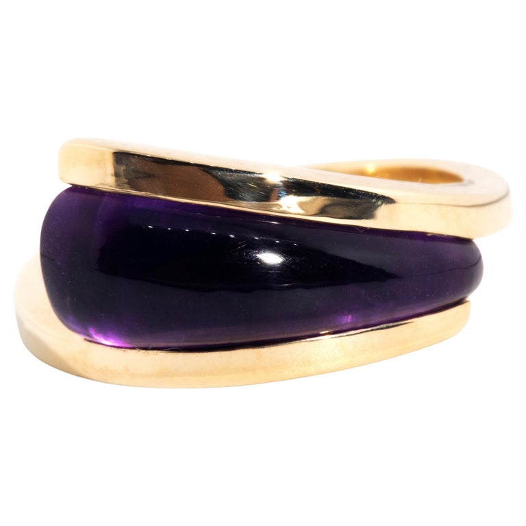 Vintage Circa 1990s 9 Carat Gold Freeform Amethyst Cabochon Crossover ...
