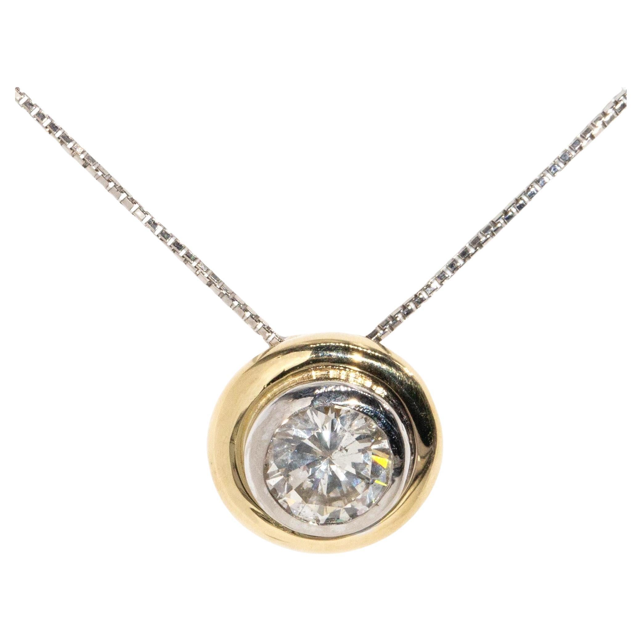 Vintage Circa 1990s Diamond Slider Pendant and Chain 18 Carat Yellow ...