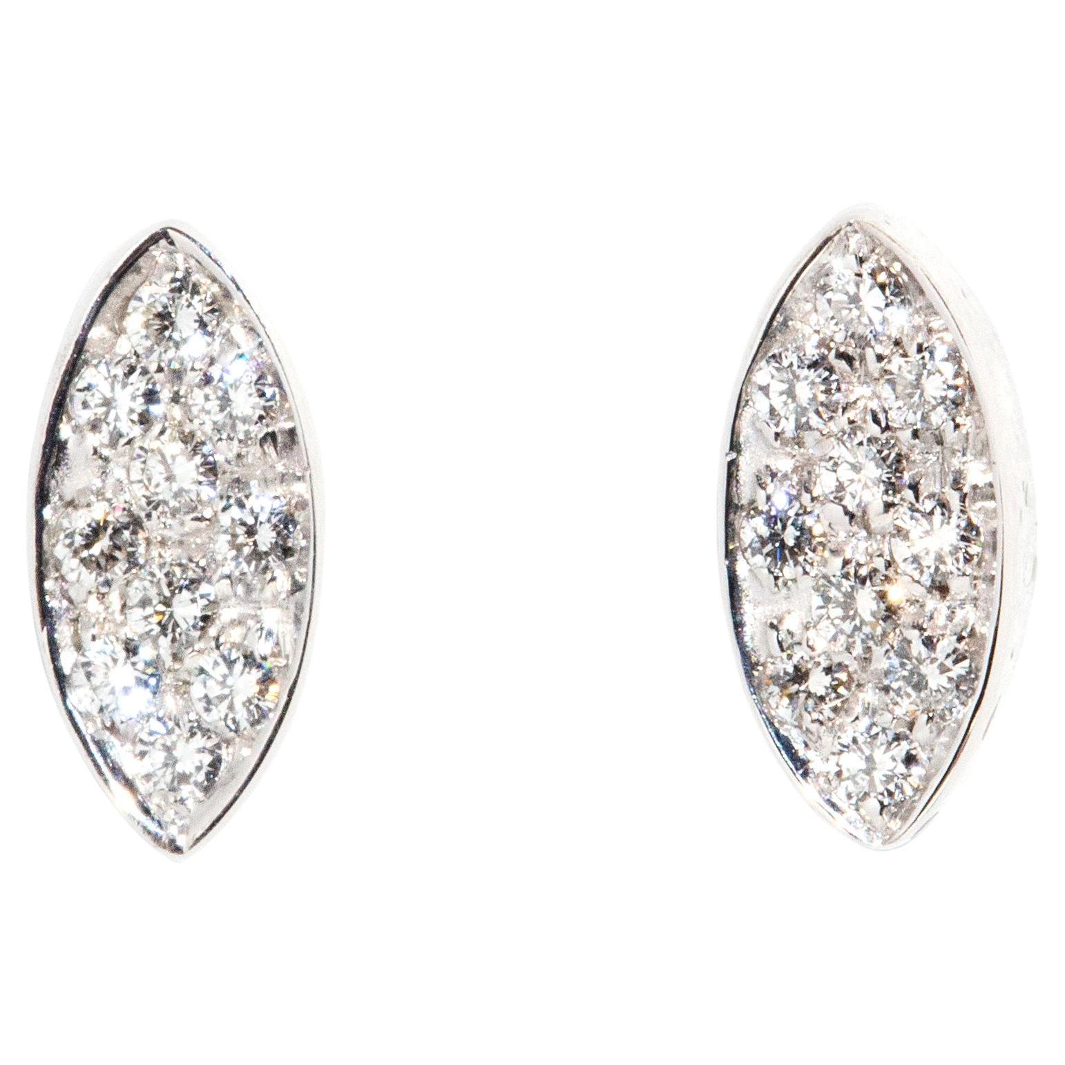 Vintage Circa 1990s Re-invented Marquise Shape Diamond Studs 18 Carat ...