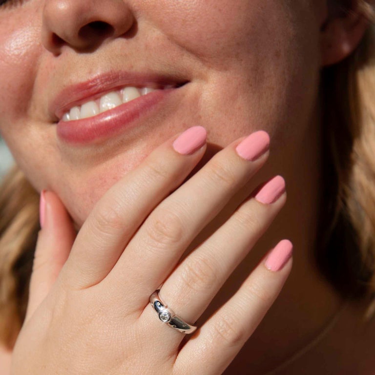 Vintage circa 1990s Rubover and Hammer Set Diamond Ring in 18 Carat ...