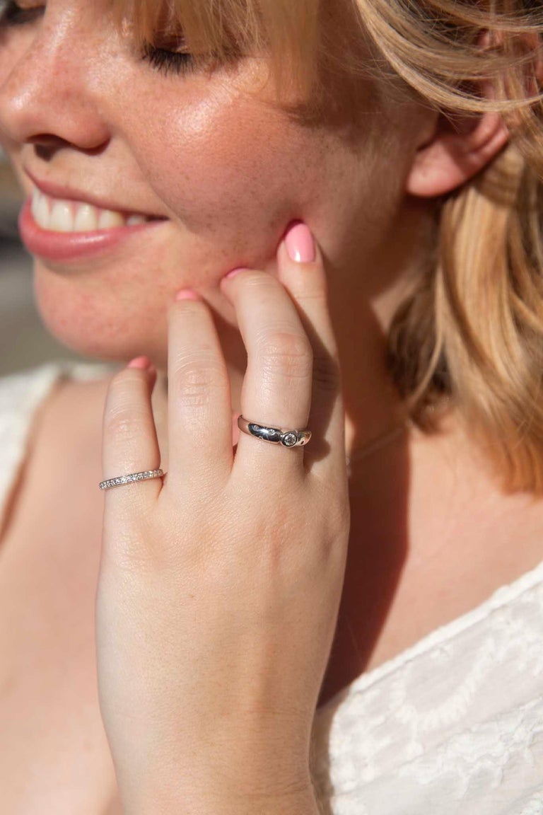 Vintage circa 1990s Rubover and Hammer Set Diamond Ring in 18 Carat ...