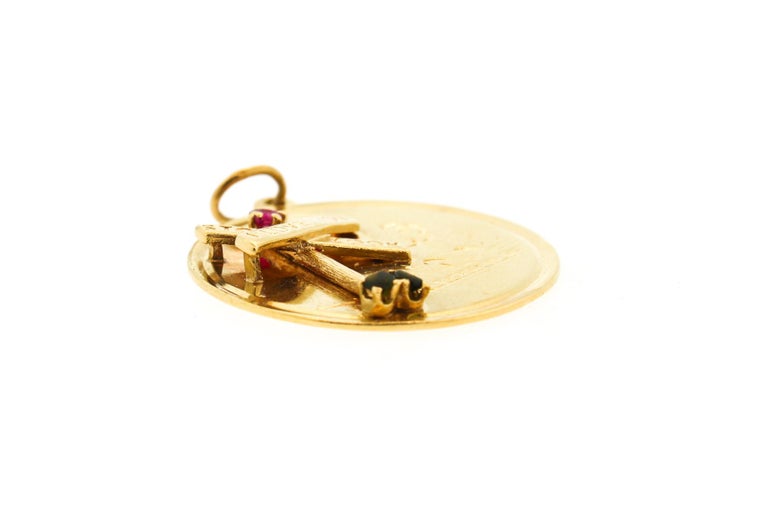 Vintage Circular 14 Karat Gold Love Token Charm at 1stDibs